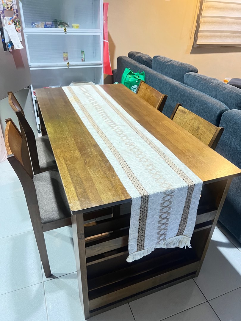 Dining table set with wine rack, Furniture & Home Living, Furniture ...