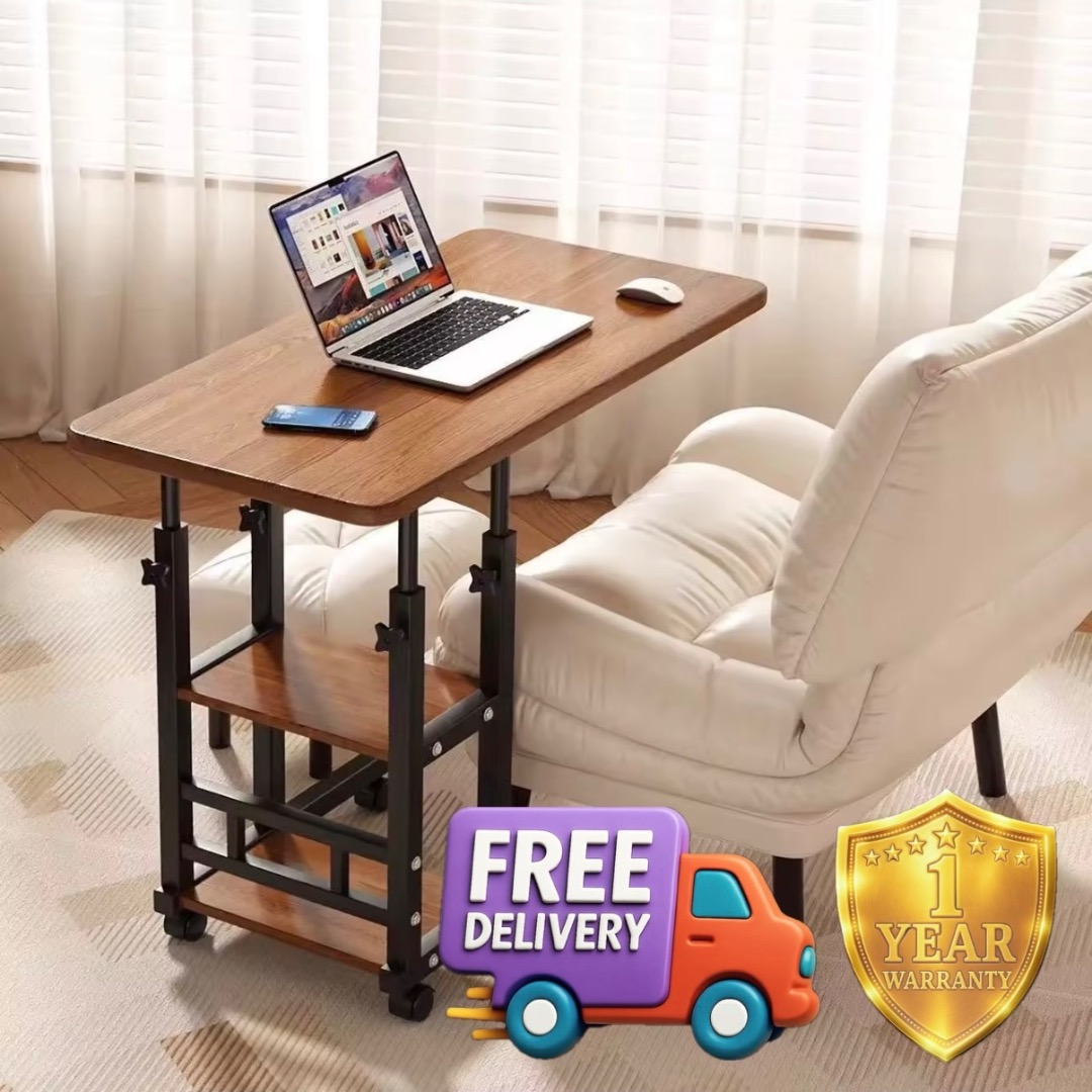 [FREE DELIVERY] Adjustable Laptop Table | Rolling Laptop Side Table | Bedside Laptop Table With ...
