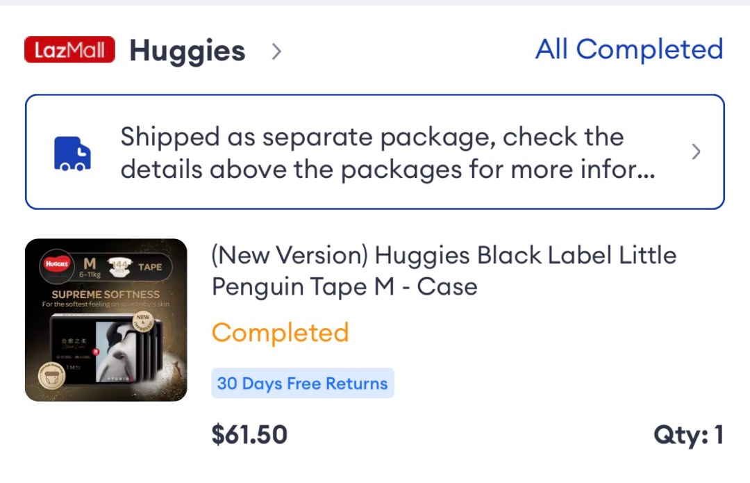 Huggies Black Label Little Penguin Tape M, Babies & Kids, Bathing ...