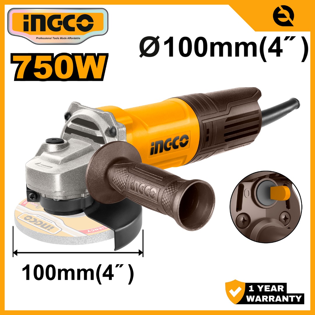 INGCO 750W 4" ANGLE GRINDER | M10 | AG750282, Furniture & Home Living ...