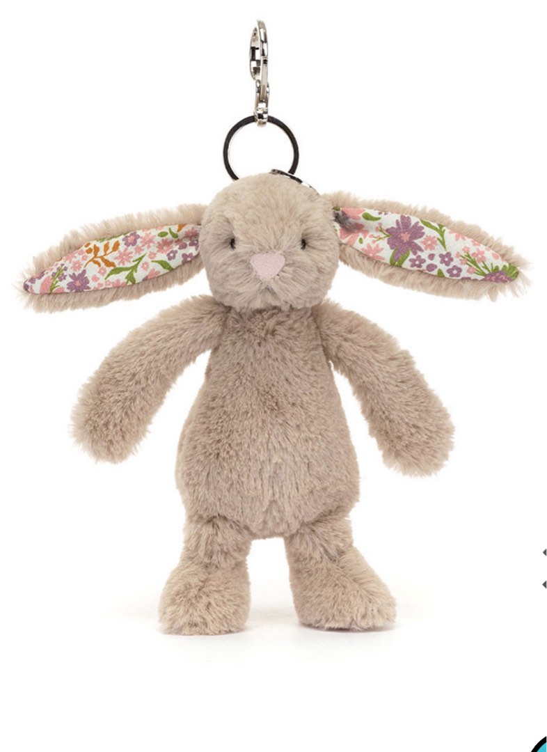 Jellycat Blossom Beige Bunny 'Petal' Bag Charm, Announcements on Carousell