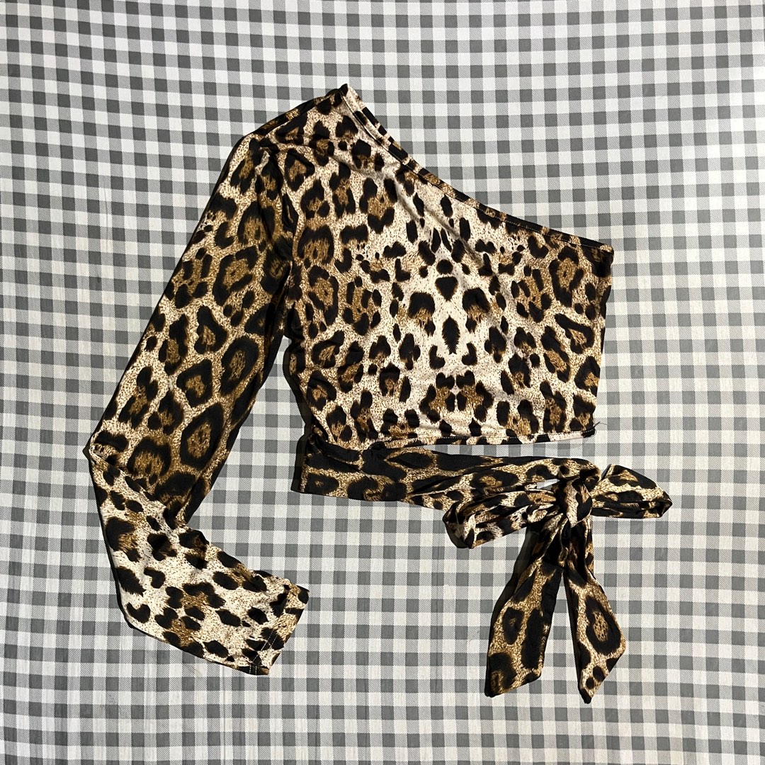 LEOPARD PRINT ONE SIDE WITH SELF TIE, Women's Fashion, Tops ...