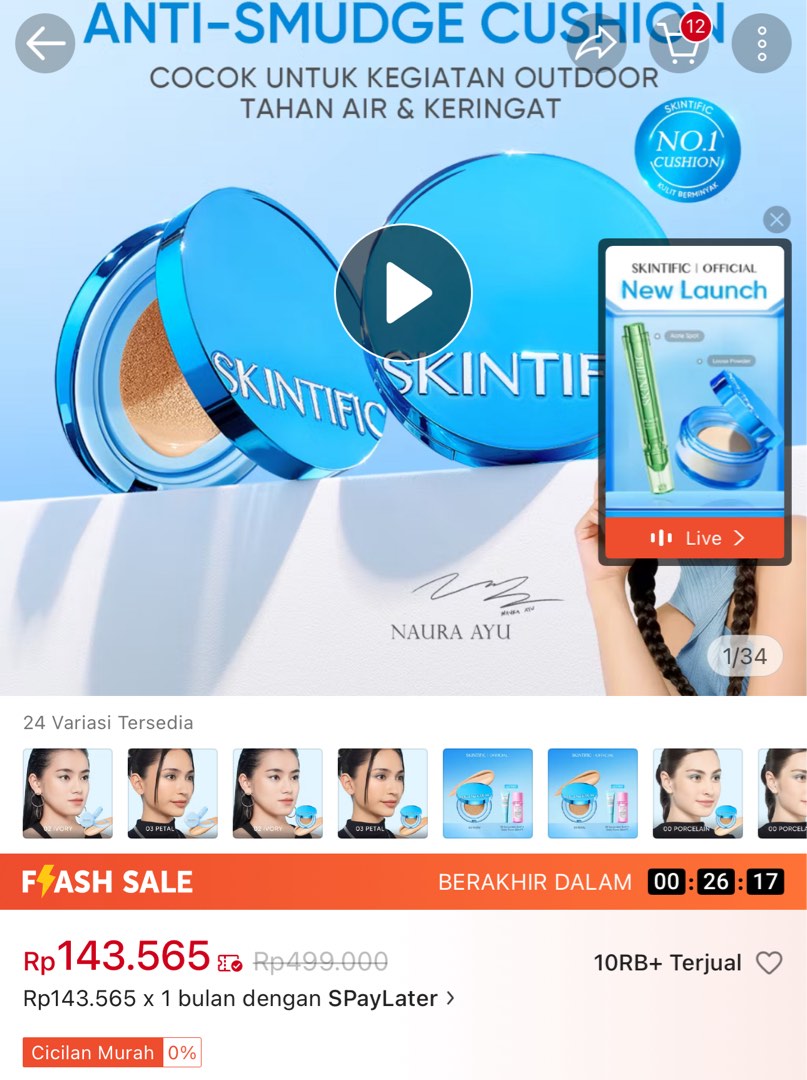 SKINTIFIC BLUE CUSHION PERFECT MATTE shade VANILLA, Kesehatan ...