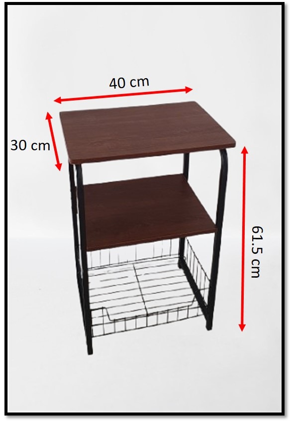 Small 3 tier wooden rack with metal support 40cm x 30cm x 61.5cm ...