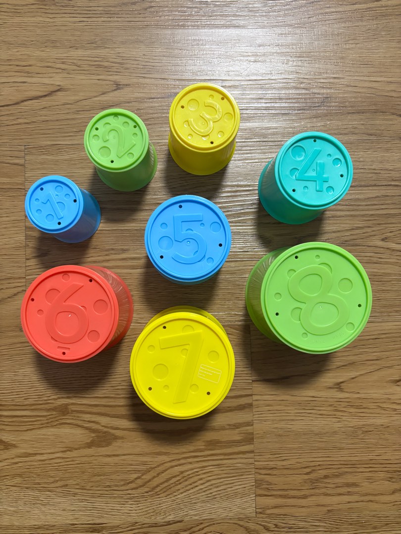 Stacking Cups with Numbers, Hobbies & Toys, Toys & Games on Carousell