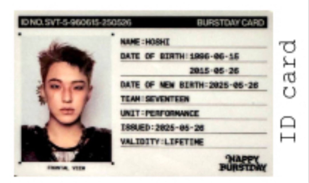 WTT svt burstday hoshi id card, Hobbies & Toys, Memorabilia ...