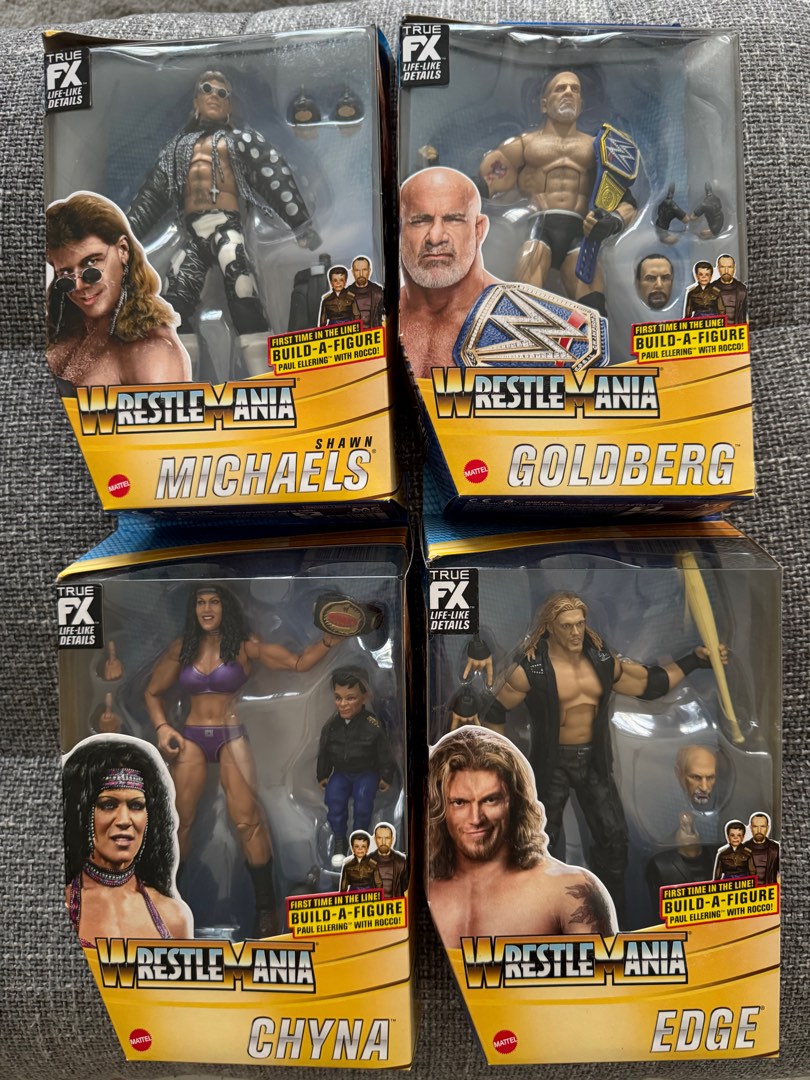 WWE Mattel Wrestlemania Elite Build-A-Figure Collection (HBK Shawn Michaels, Goldberg, Chyna ...