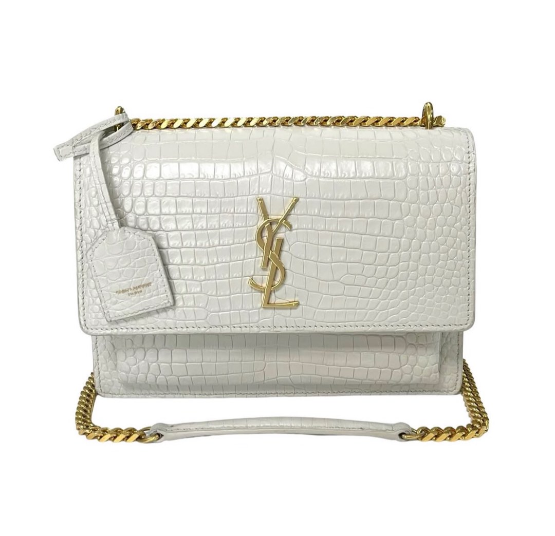 YSL sunset croc embossed medium (2) (auth), Luxury, Bags & Wallets on ...