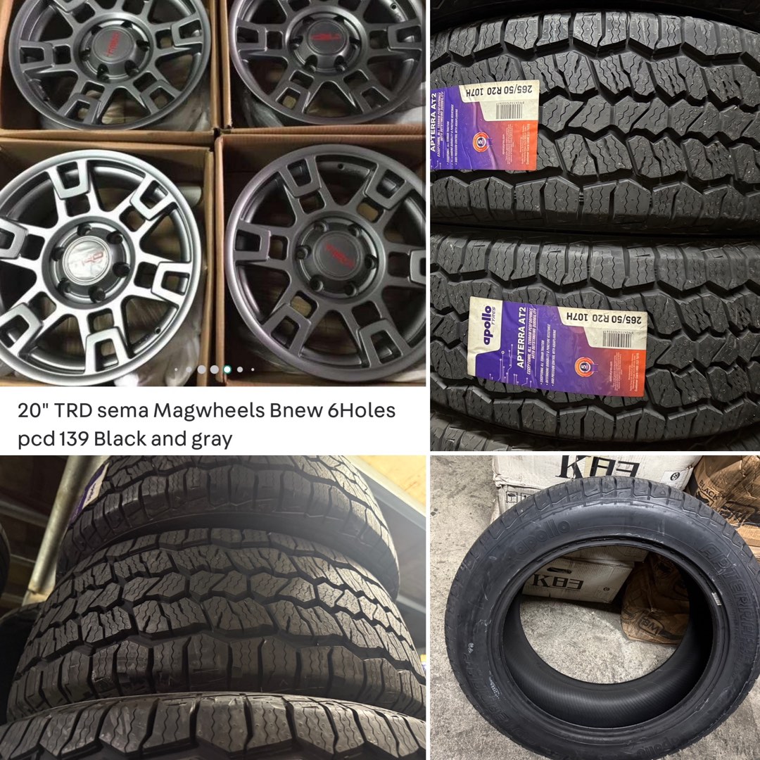 20” TRD Sema Gunmetal mags 6Holes pcd139 w/265-50-r20 Apollo AT2 tire ...