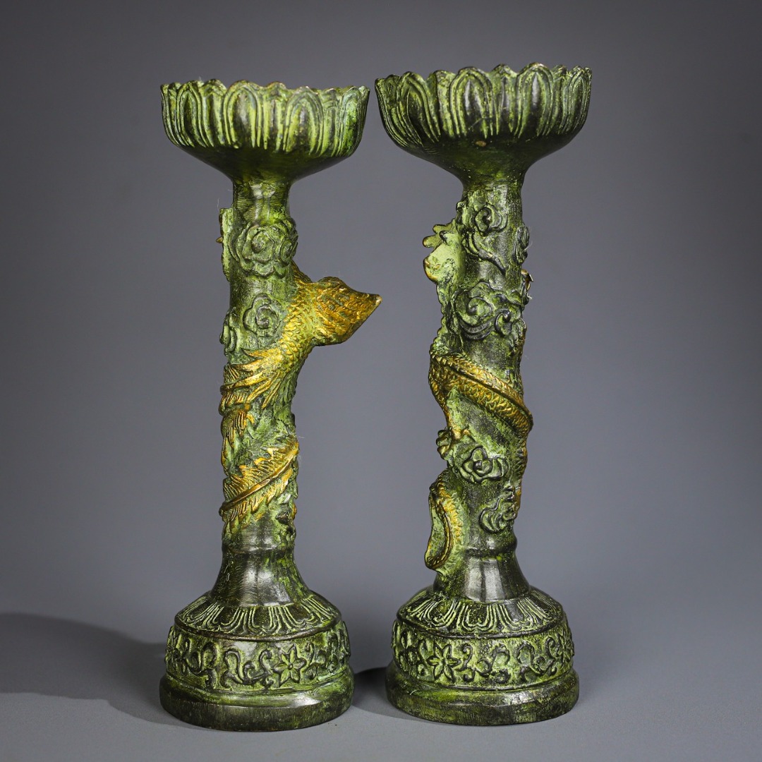 龙凤呈祥蜡台 Dragon and Phoenix Candlestick, Hobbies & Toys, Memorabilia ...