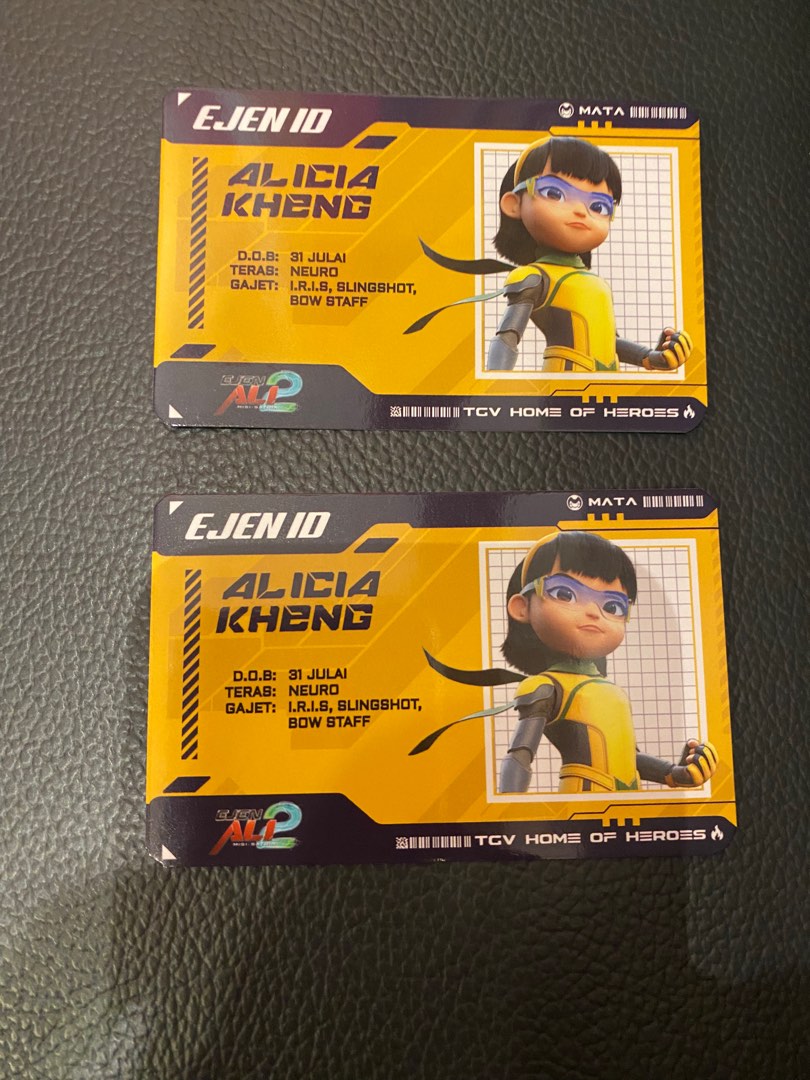 Ejen Ali Movie 2 Ejen Alicia ID Card Tgv, Hobbies & Toys, Collectibles ...