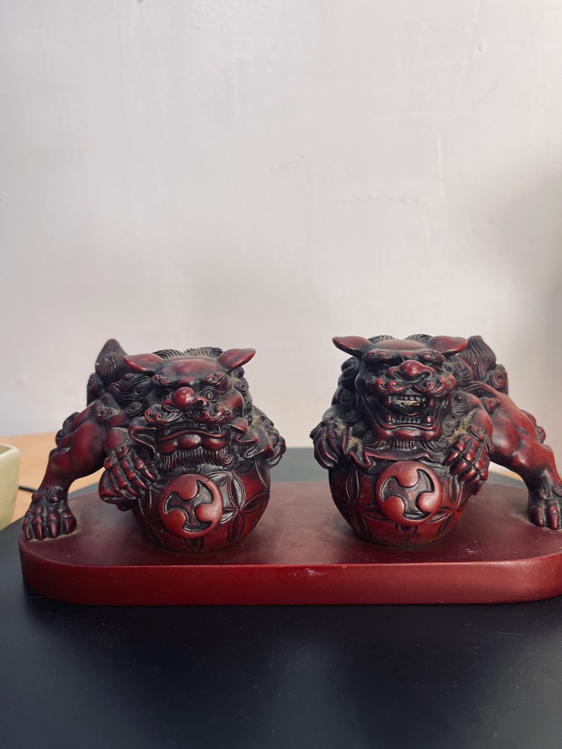 Feng Shui FOO DOGS Shias Red Okinawa Ryukyu Shining Amulet Guardian ...