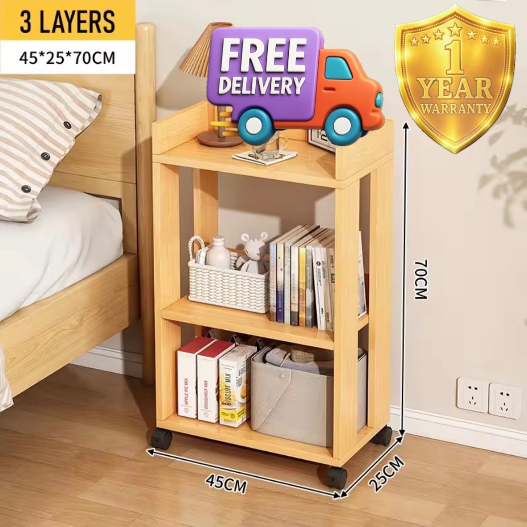 [FREE DELIVERY] 3 Layer Rolling Side Table | Bedside Rolling Side Table ...