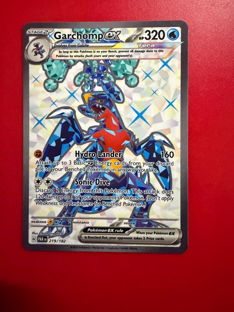 Garchomp ex paradox rift pokemon card 219/182, Hobbies & Toys, Toys & Games on Carousell