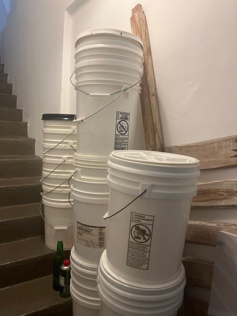 Heavy Duty HDPE Container Pails (20L) with Gamma Lids, Furniture & Home ...