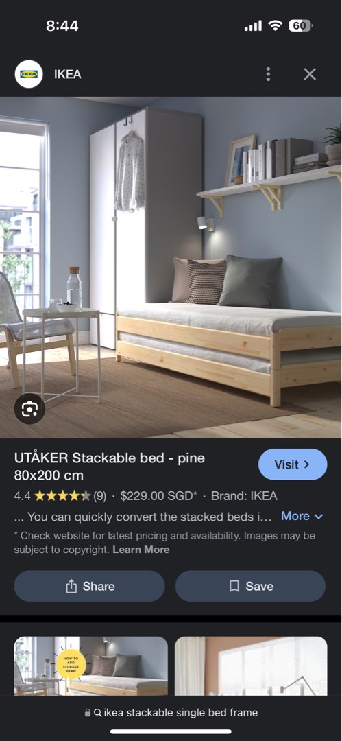 Ikea Utaker stackable single bed, Furniture & Home Living, Furniture, Bed Frames & Mattresses on ...