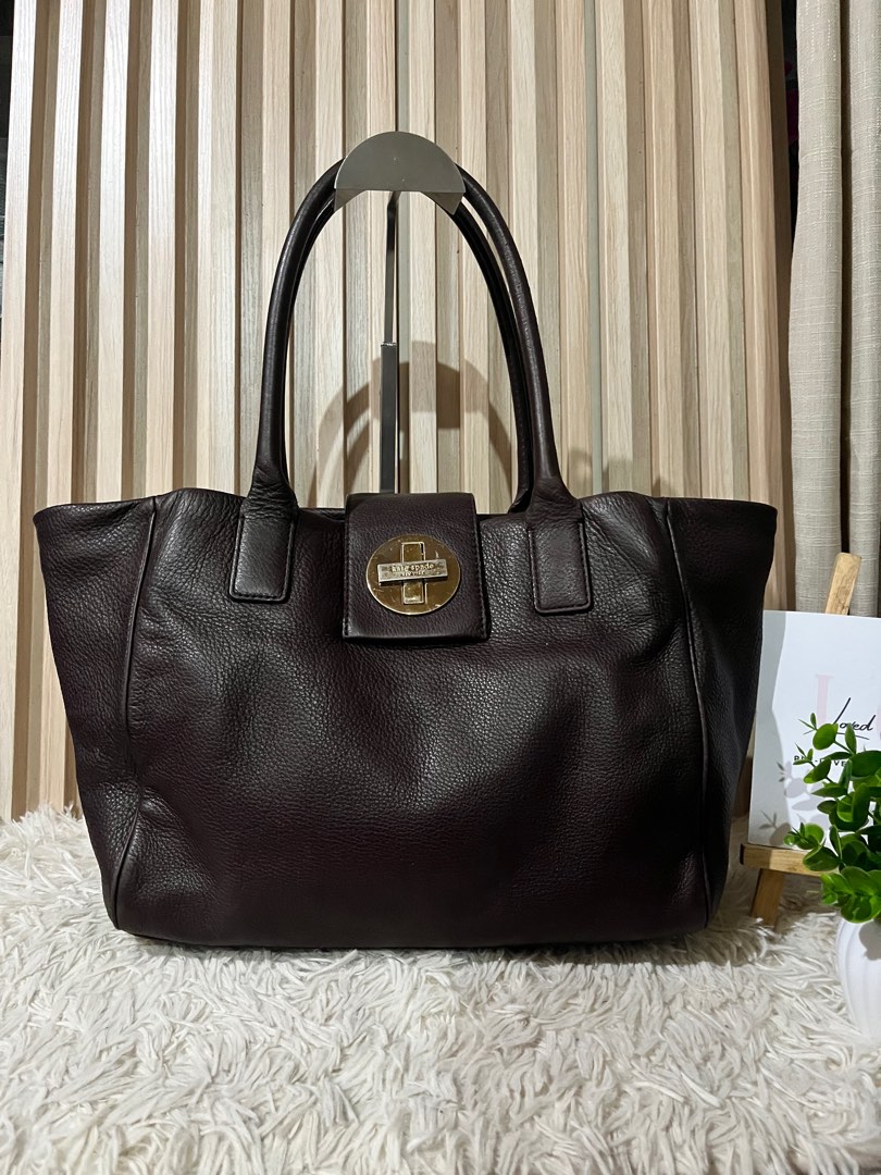 Kaye Spade Leather Turn Lock Shoulder Bag, Women's Fashion, Bags ...