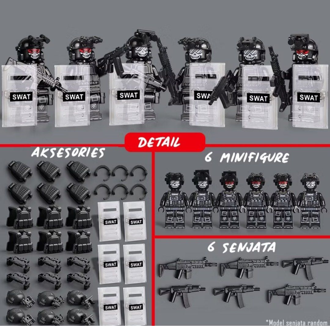 Lego compatible SWAT police riot soldiers with shield and gun ( pre ...