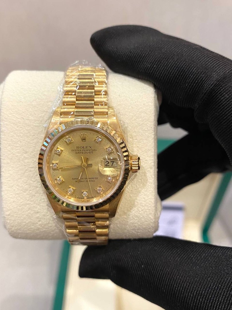 (LIKE NEW) 2005 ROLEX LADY DATEJUST REF 69178 18K 750 YELLOW GOLD ...