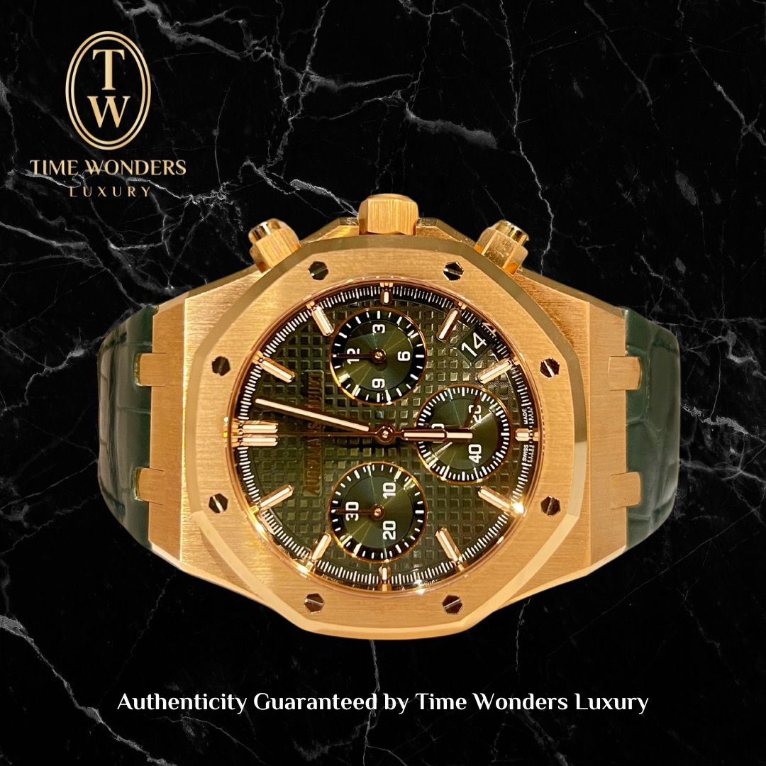 New January 2024 Audemars Piguet Royal Oak Chronograph Green Rose Gold ...