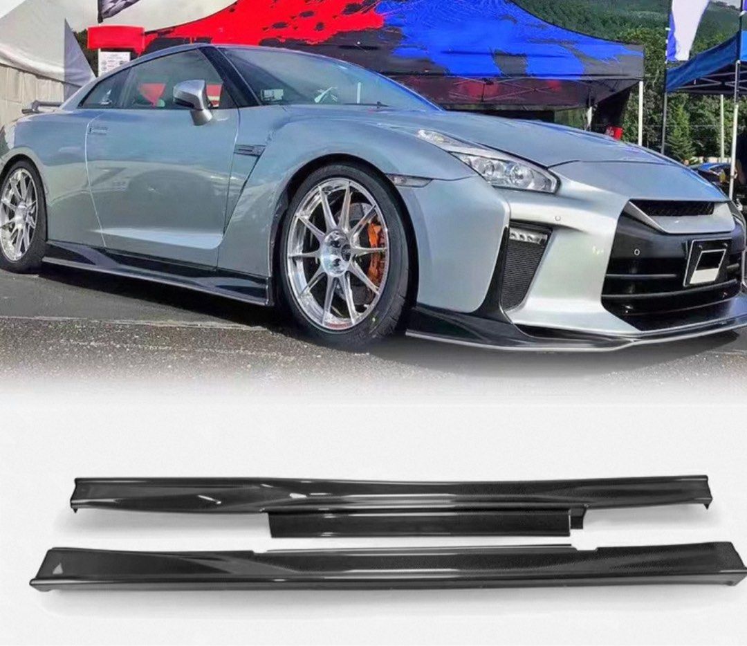 Nissan R35 GTR 08-17 TS MY17 Style Carbon Fiber Side Skirt Extension ...