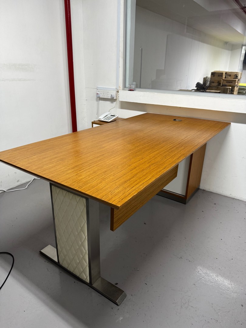 Office Director Table | Company Office Solid Wood Table with cabinets ...