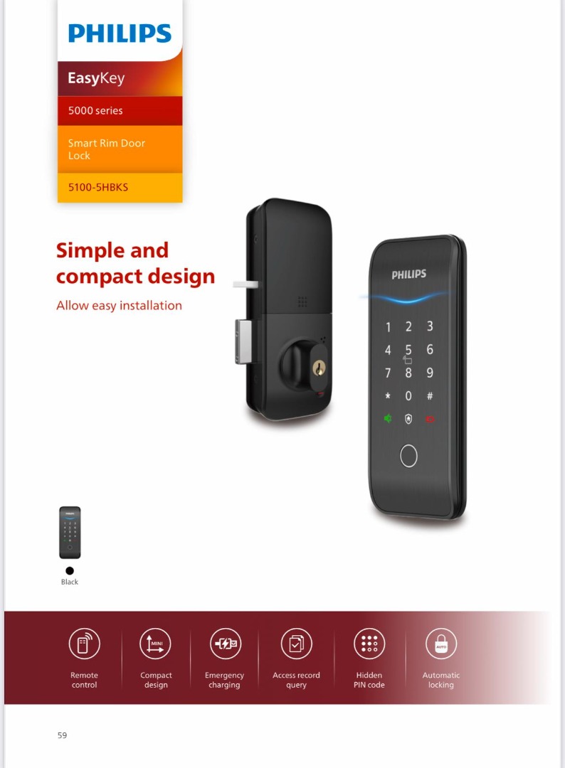 Philips EasyKey 5100 Digital Door Lock., Furniture & Home Living ...