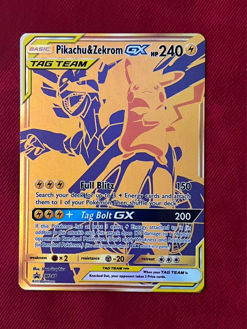 Pokemon Pikachu Zekrom GX Tag Team SM248 Sun and Moon Gold Promo Card, Hobbies & Toys, Toys ...