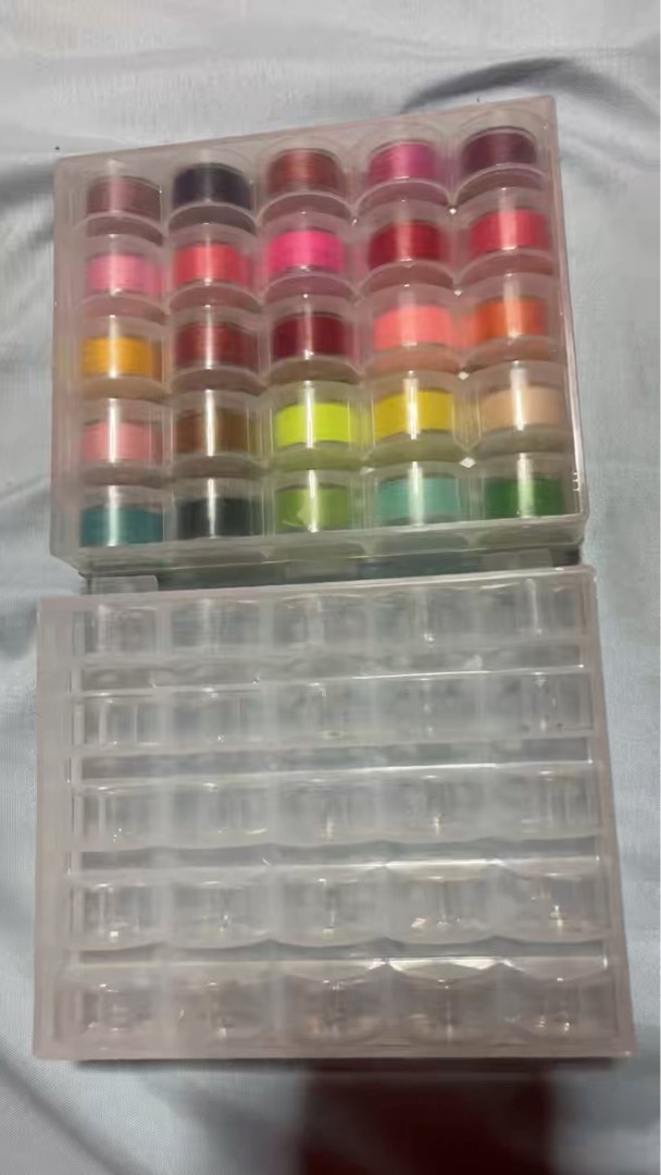 Sewing Thread Bobbins Set with Storage Case, Hobbies & Toys, Stationery ...