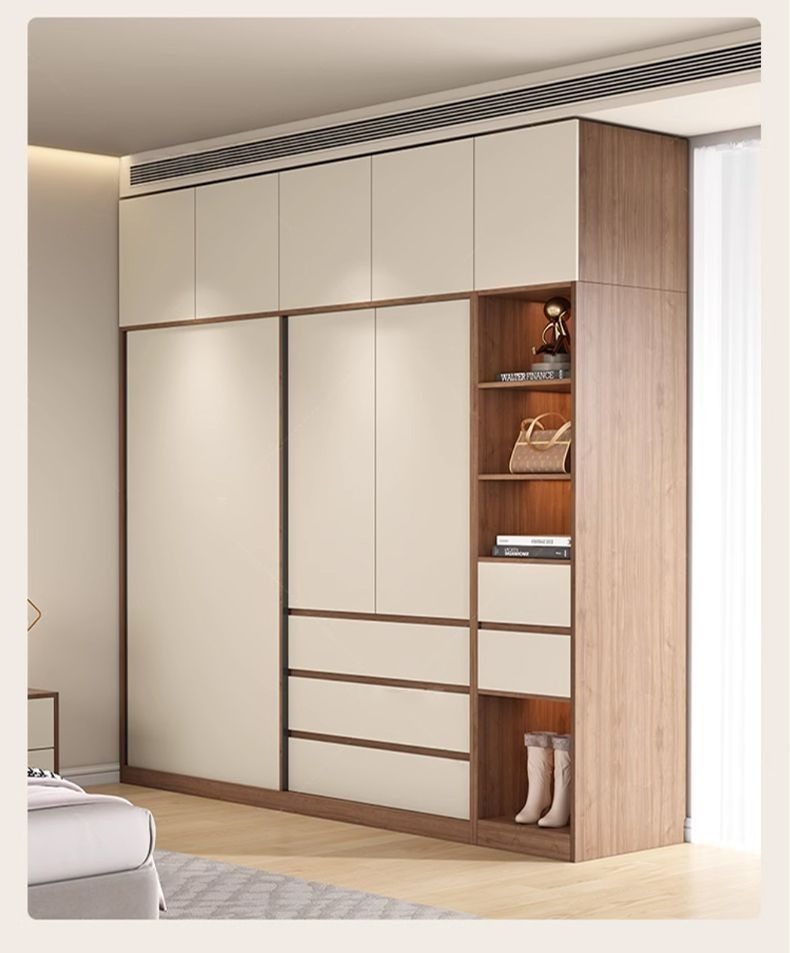 Solid wood eco-board wardrobe, sliding door wardrobe, thickened 16mm ...