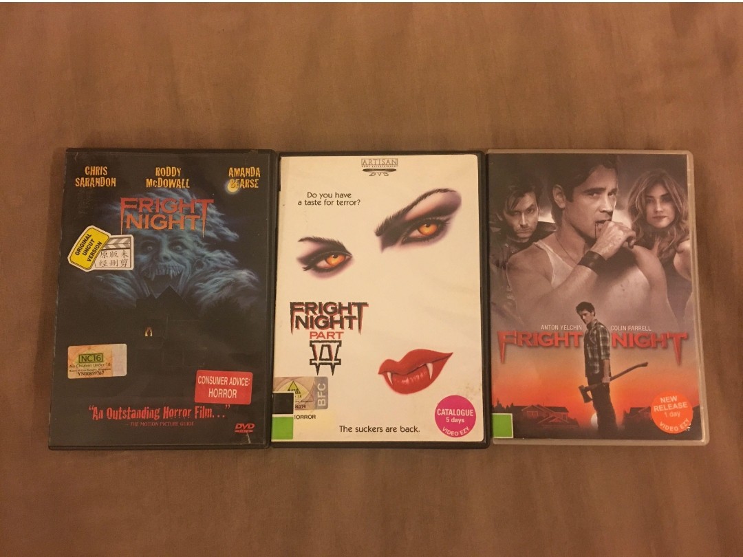 Terrifying Trilogy Fright Night Original DVD Set, Hobbies & Toys, Music ...