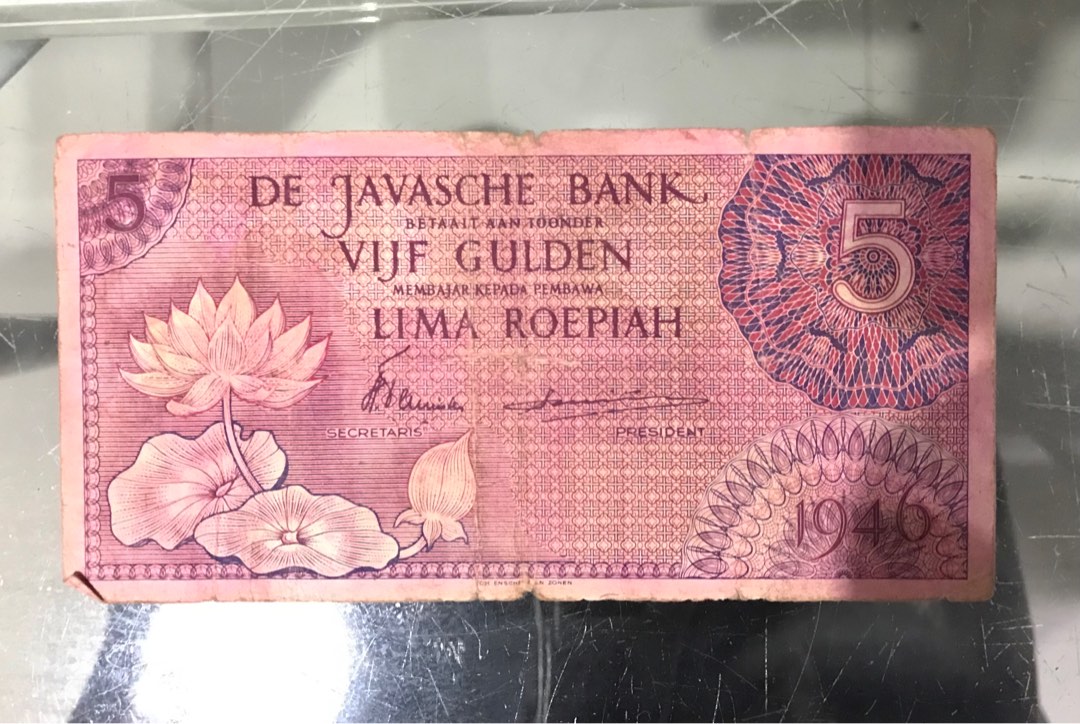 UANG KUNO 5 RUPIAH GULDEN DJP TAHUN 1946 EMISI FEDERAL, Antik, Uang ...