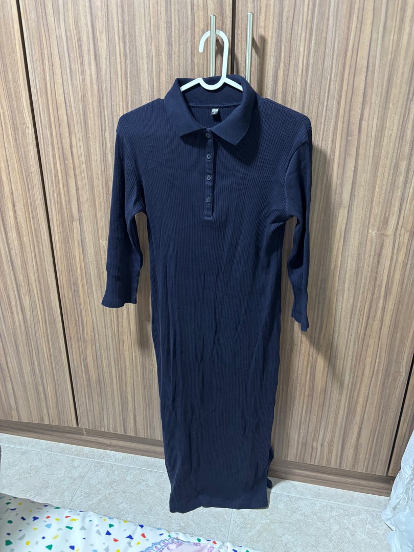 Uniqlo knitted Navy Blue Dress, Women's Fashion, Dresses & Sets ...