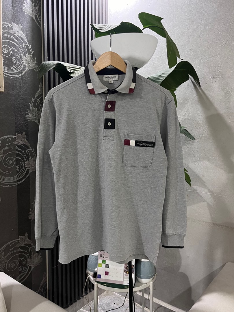 Ysl Yves Saint Laurent polo long sleeve, Men's Fashion, Tops & Sets ...