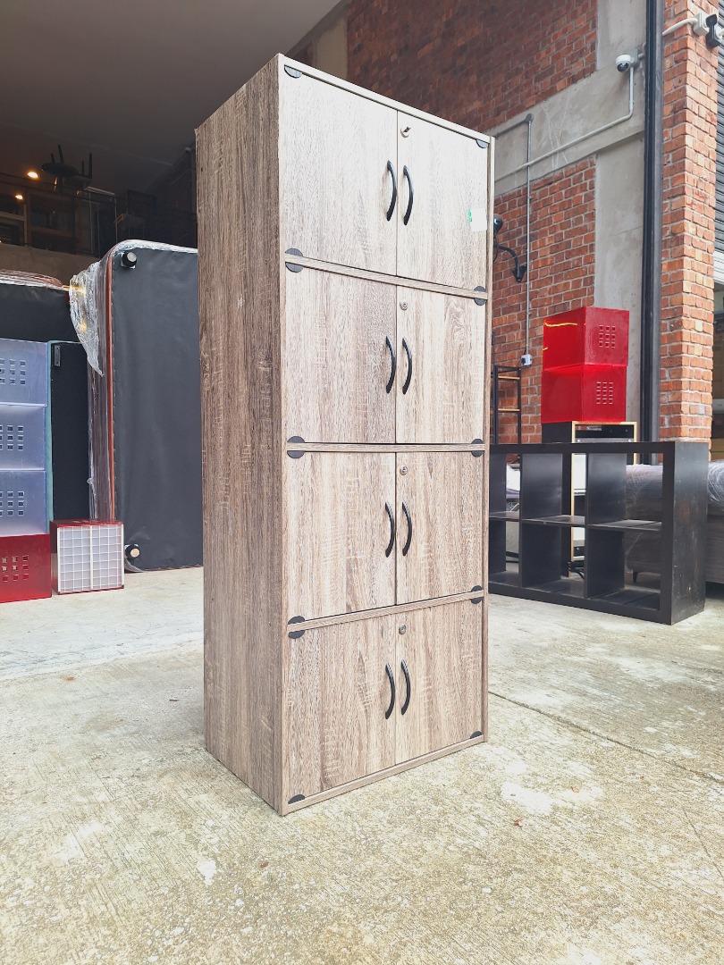 Ash Grey Wooden 5 tier Locker Cabinet | Kabinet Berkunci 5 tingkat Kayu ...