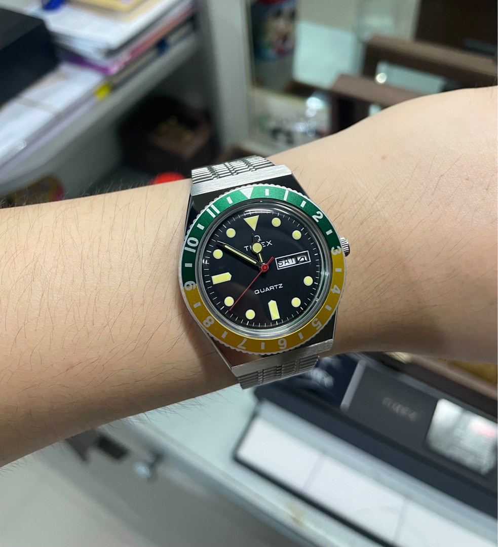 Authentic Timex Q Sprite Green and Yellow "PRX Diver" Watch, Men's ...