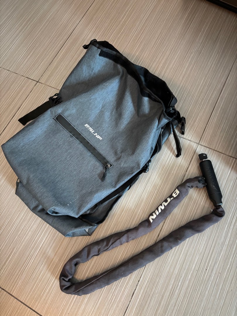 Bicycle 2 sided bag and chain lock (with key), Sports Equipment ...