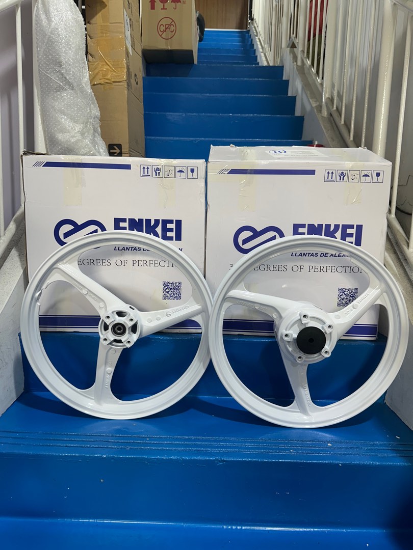 ENKEI 3 SPOKE BANTANG MILKY WHITE RIMS Y15 Y16 SNIPER YAMAHA HONDA RCB ...