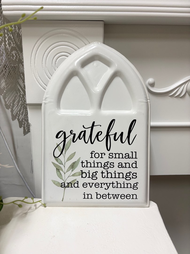 Grateful French window plaque signage, Furniture & Home Living, Home ...