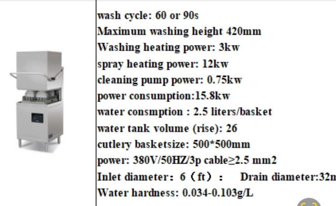 DM90 Hood Type Dishmachine, TV & Home Appliances, Kitchen Appliances, Dishwasher on Carousell