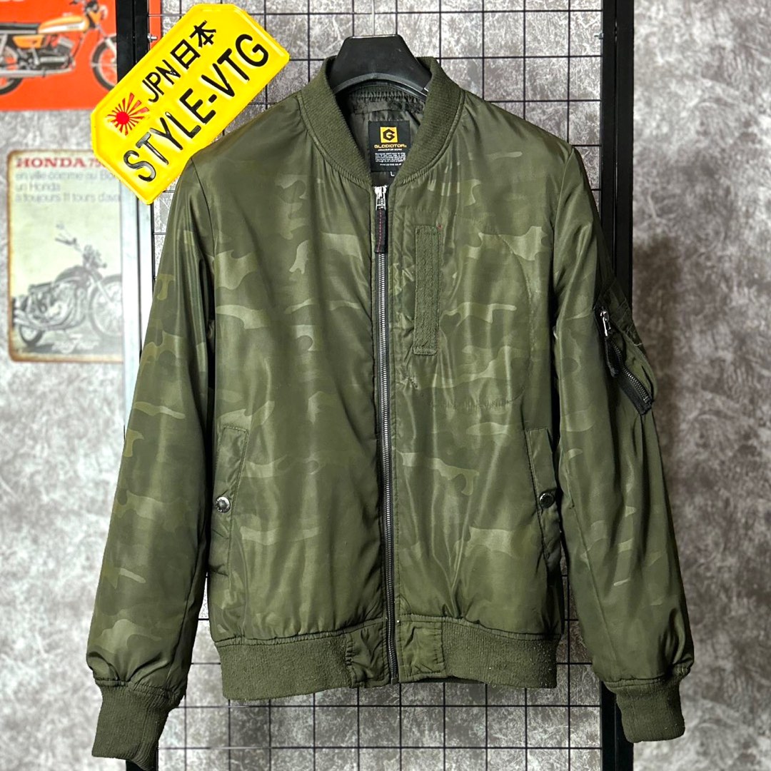 Jaket army bomber Gladiator Japan Original camouflage camo olive green ...