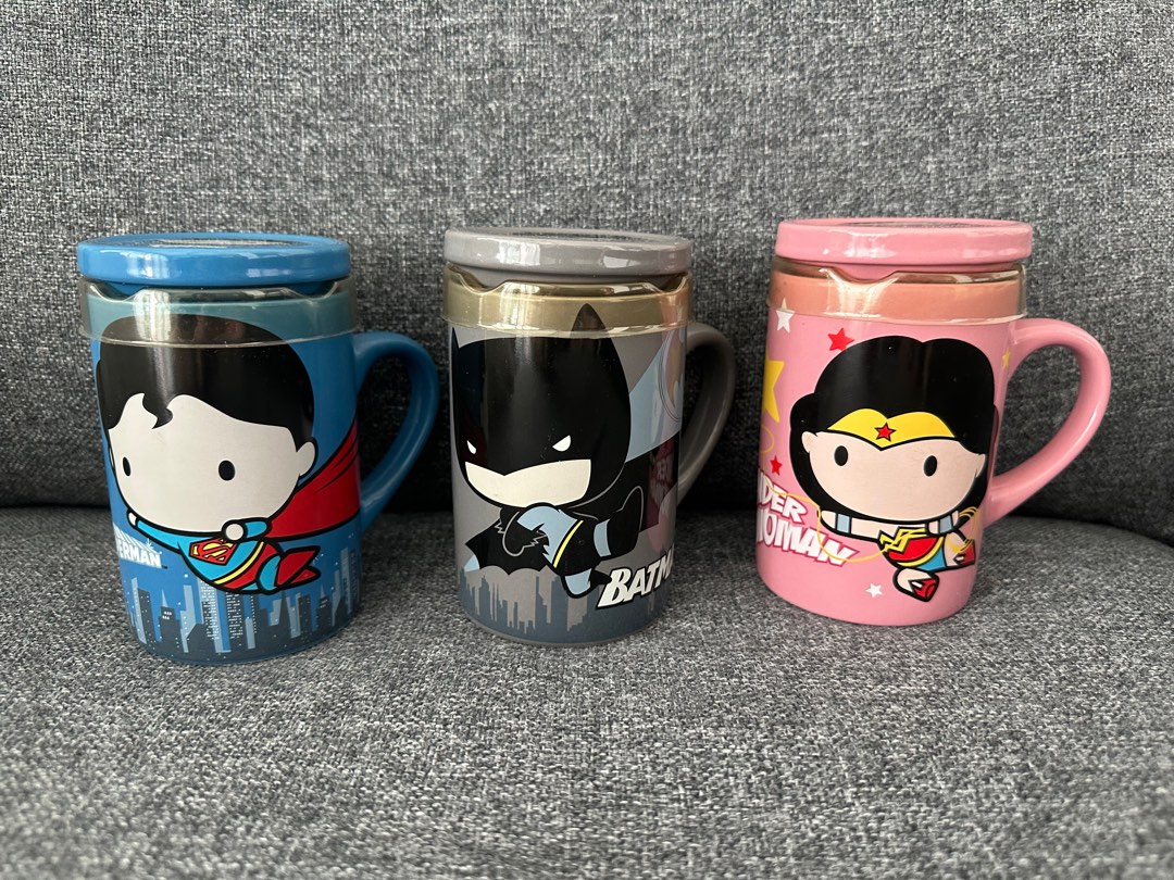 Justice League Cup with cover - Superman/Batman/Wonder Woman, Furniture ...