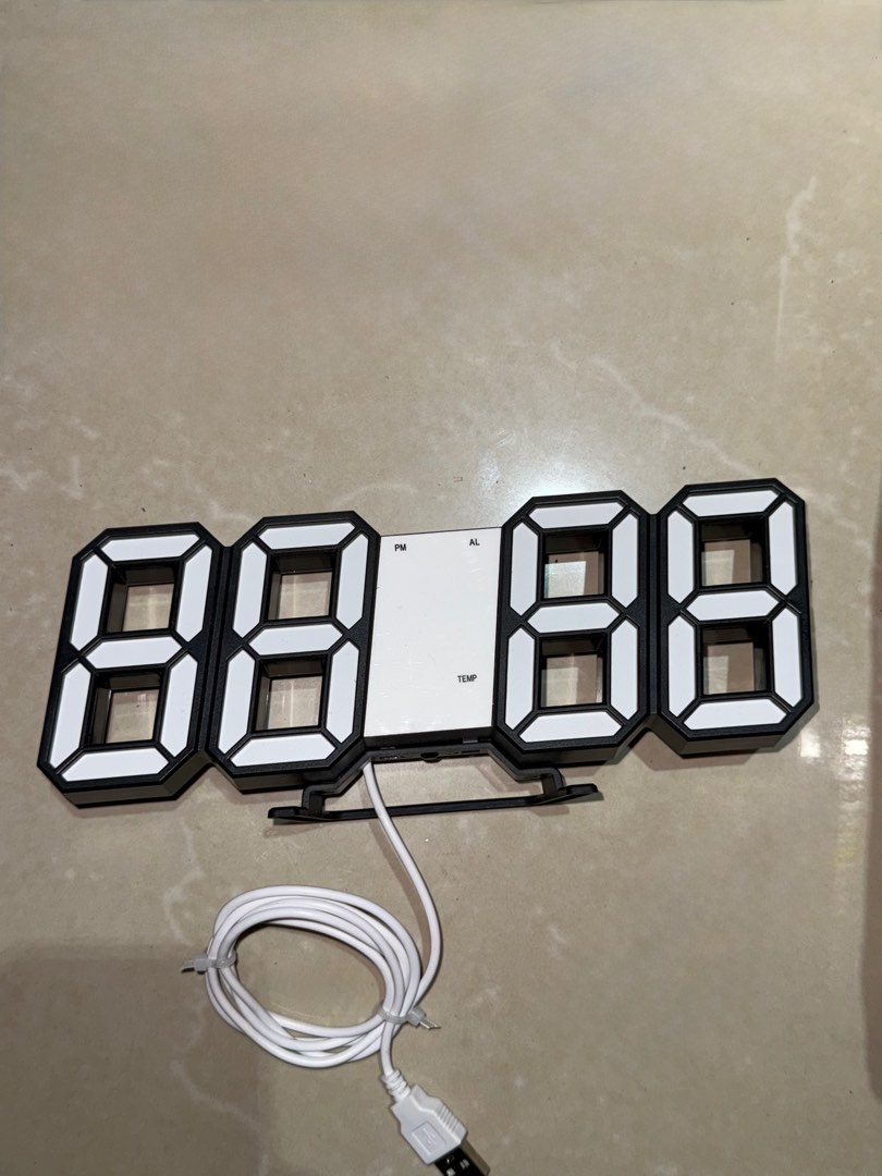 LED Digital Adjustable Clock Wall Decor Smart 3D Alarm Clock Kitchen ...