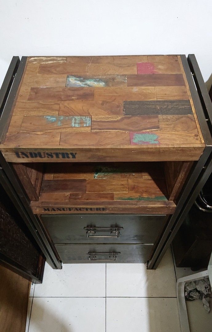 Lemari Laci Drawer Cabinet Kayu Besi 3 Susun Industrial Military Rustic ...