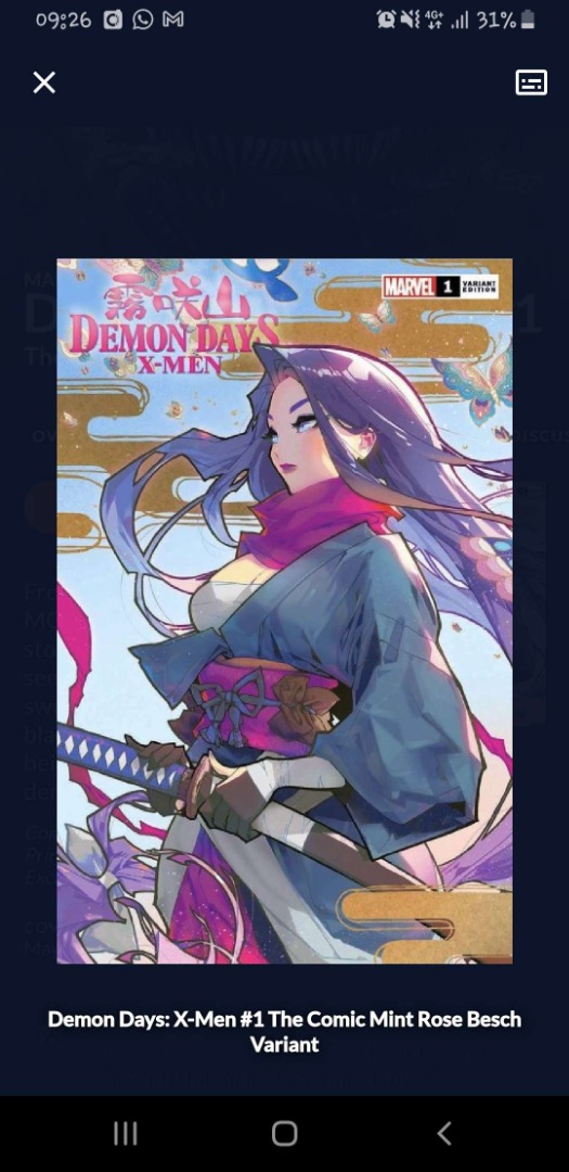LF > Marvel Comics : Demon Days : X-Men #1 (The Comic Mint Rose Besch ...