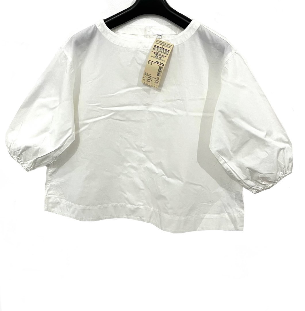 Muji 100% Organic Poplin White Tops (NEW), Women's Fashion, Tops, Shirts on Carousell