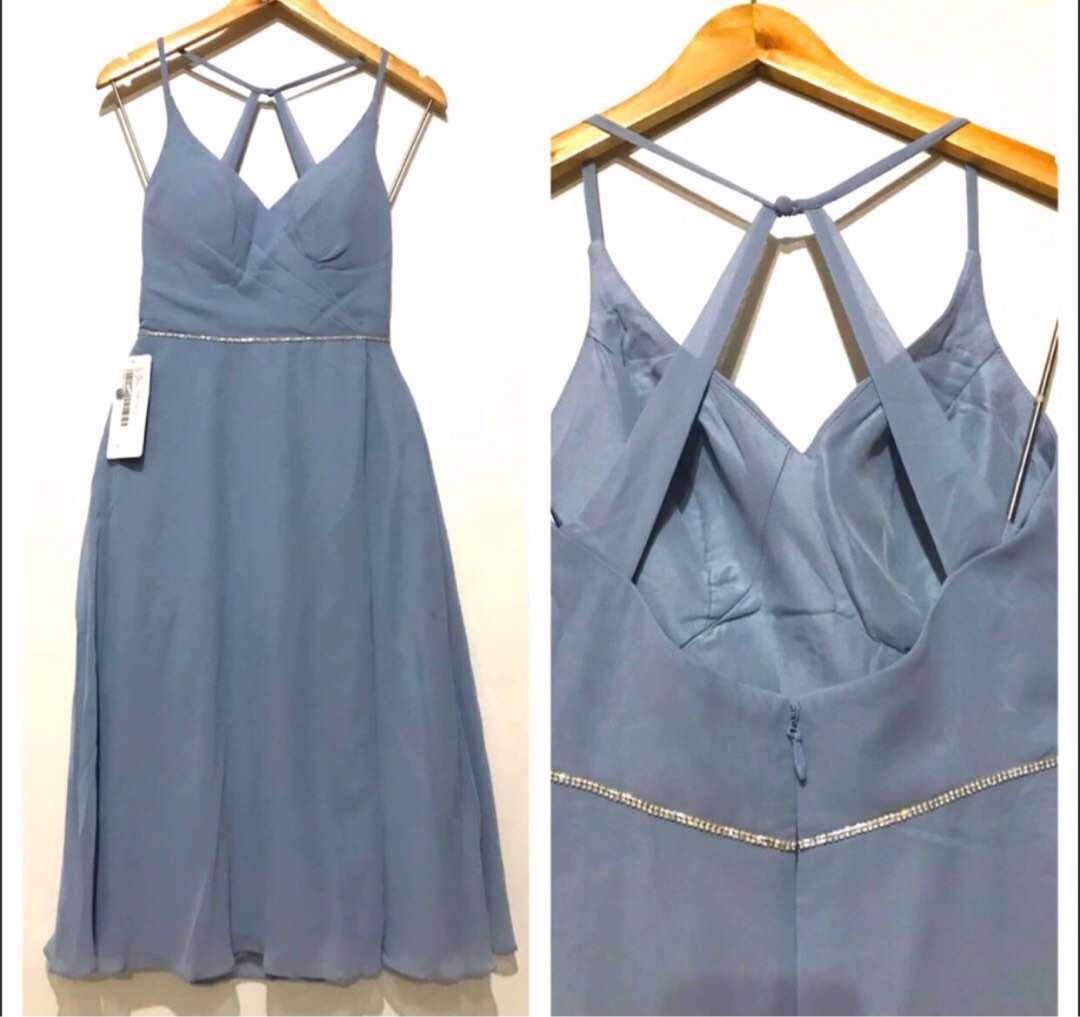 Pastel Blue / Dusty Blue Fit and flare Dress Formal - Semi Formal ...