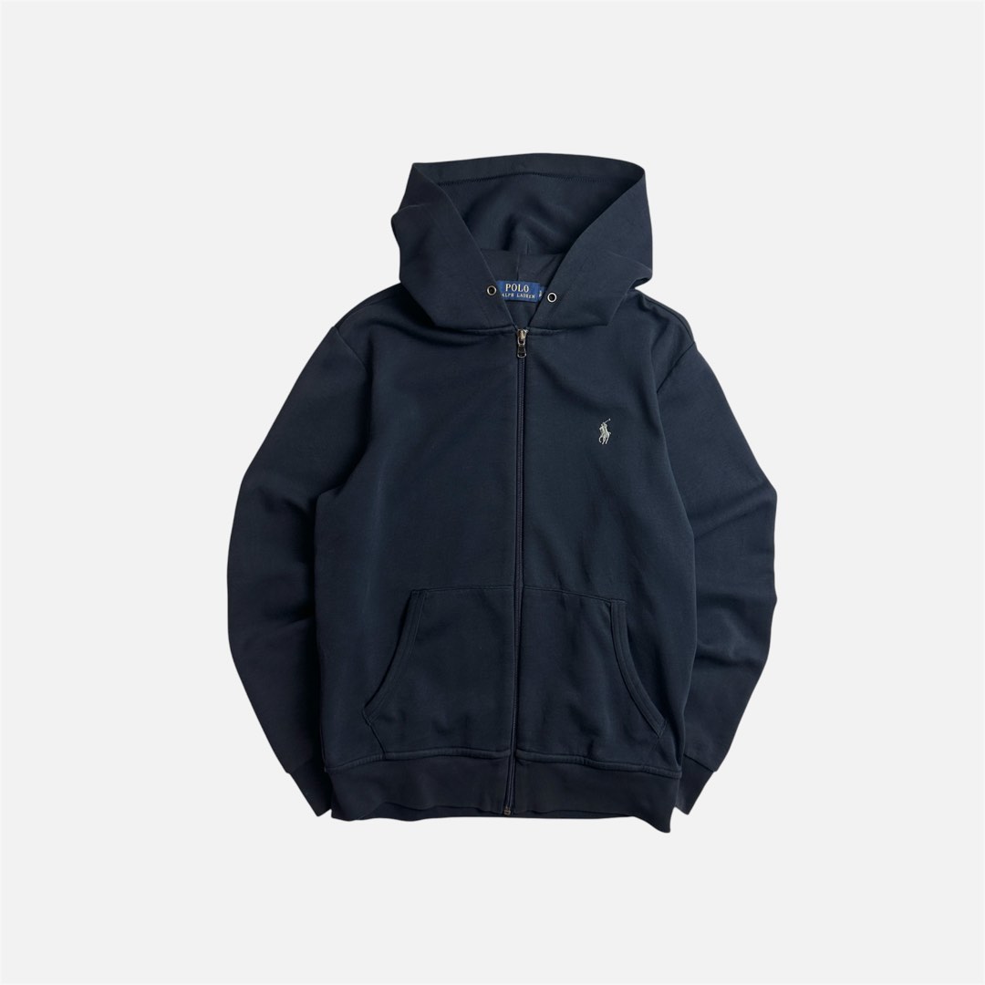 POL0 RL Navy blue Tech-fleece Zip up Hoodie, Men's Fashion, Tops & Sets ...