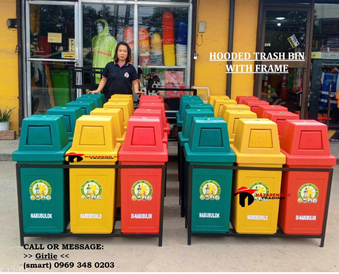 trash bin with metal frame for segregation, Furniture & Home Living ...