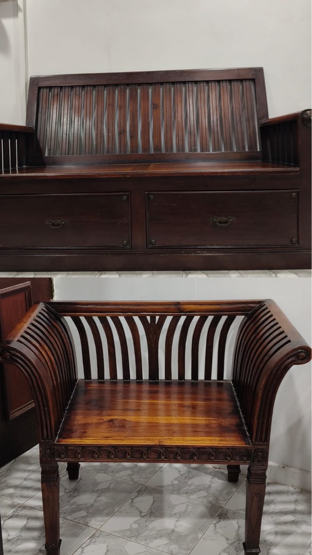 Wooden bench and Chair $80, Furniture & Home Living, Furniture, Chairs ...